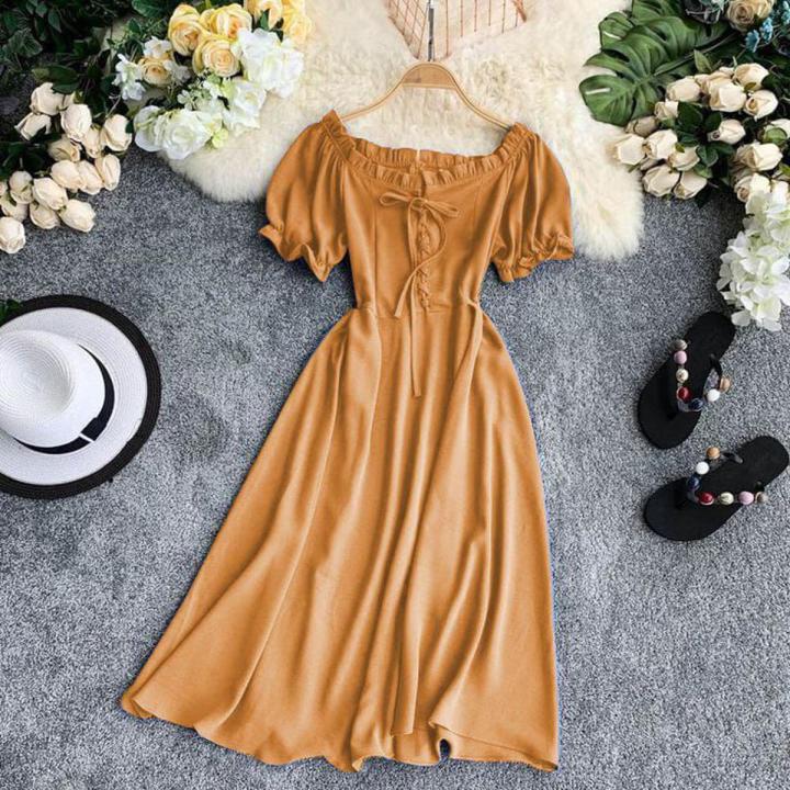 LONG ELASTIC WITH LESS STICHED FROCK | Daraz.pk
