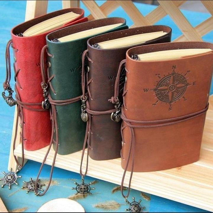 Exclusive Offer】）Retro piral Notebook Diary Notepad Vintage Pirate Anchor PU Leather Note Book ...