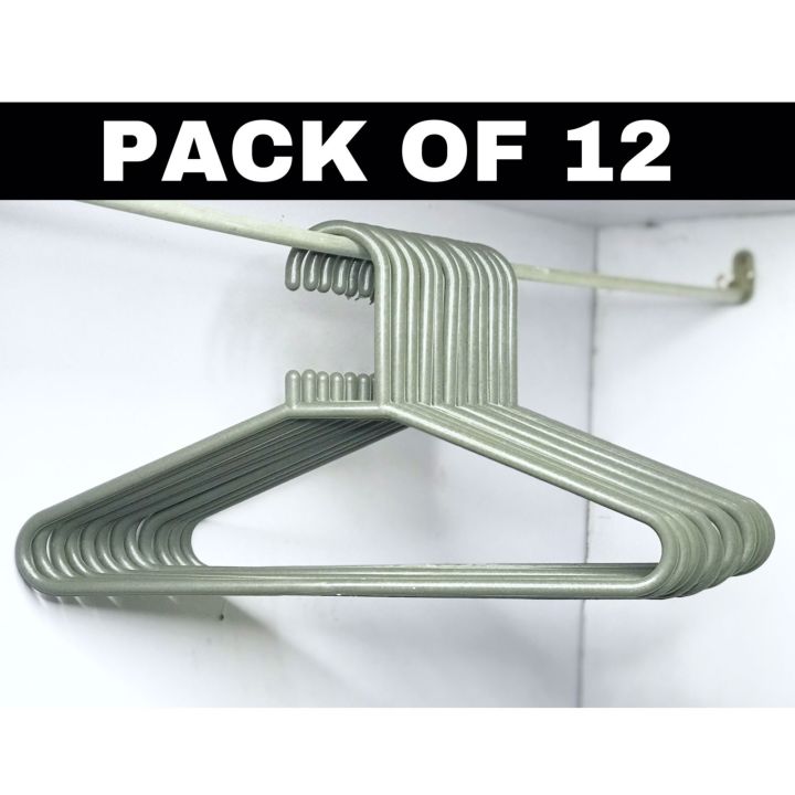 Pack of 12 Hangers - Good Quality Plastic Gray Hangers for Clothes ...