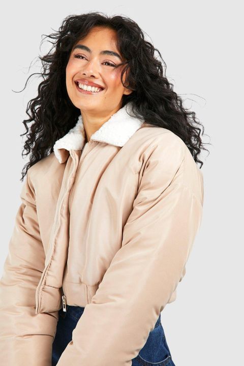 BORG COLLAR PADDED BOMBER JACKET | Daraz.pk