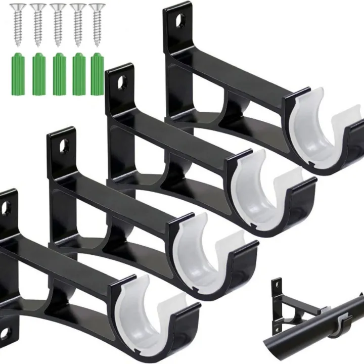 New Aluminum Alloy Curtain Rod Support Heavy Duty with Screws Roman Rod ...