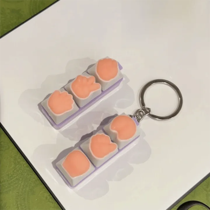 Cute Soft Silicone Keyboard Key Fidget Keychain Decompression DIY ...