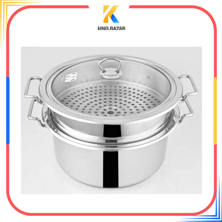 Alpha Pure Stainless Steel Food Vegetables Steamer double bottom heavy ...