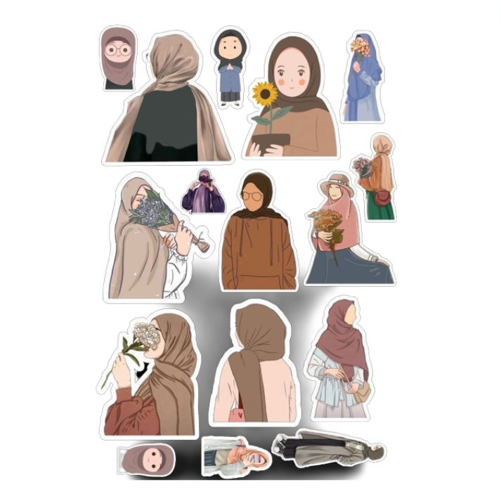 Hijabi Girl 03 Mini UNCUT sticker sheet - A6 size - 15 x 10 cm ...