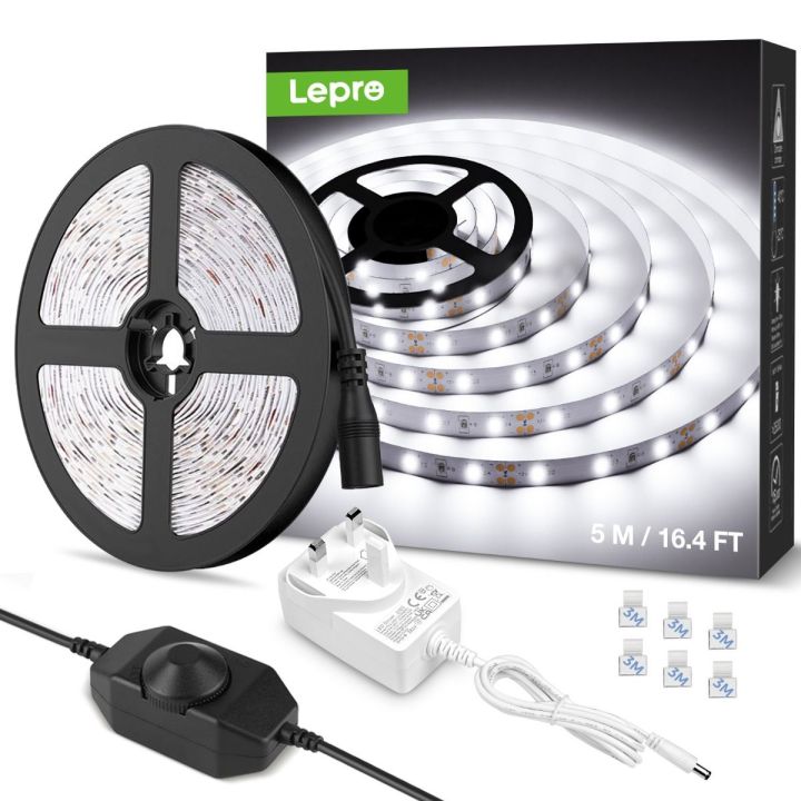 Lepro LED Strip Light White 5M 300 LEDs, 1650lm Dimmable Strip Lights ...
