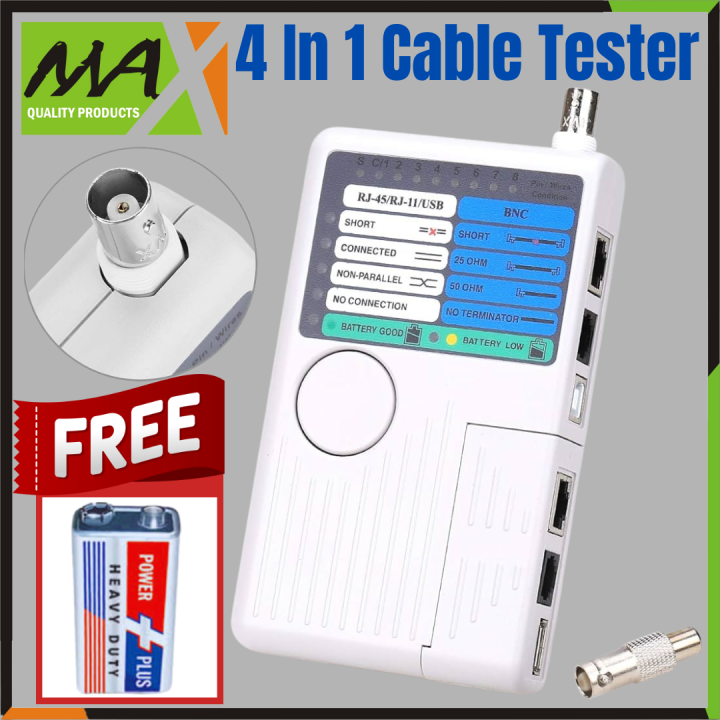 4 In 1 Cable Tester RJ45, RJ11, USB and BNC LAN Network Cable Cat5 Cat6 ...