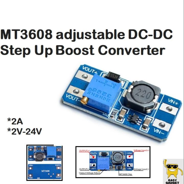 MT3608 DC To DC Step Up Boost Converter Power Module Voltage Regulator 2A | DC Booster | 2v to ...