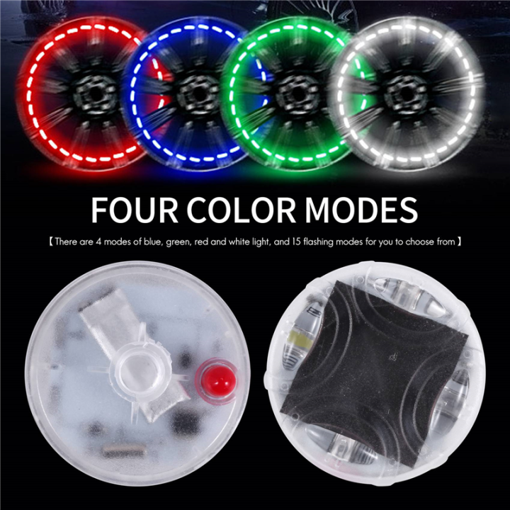 4Pcs Solar LED Sensors Flashing Colorful Gas Nozzle Cap Tire Light ...