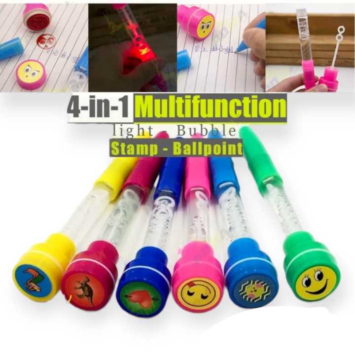 01 Pc Multifunction 4-in-1 Light, Bubble, Stamp, Ballpoint Feature Pen ...