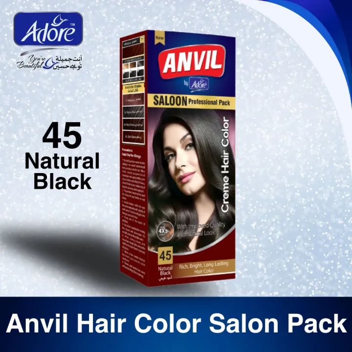 Anvil Saloon Pack Professional 45 Natural Black (Creme Hair Color) by ...