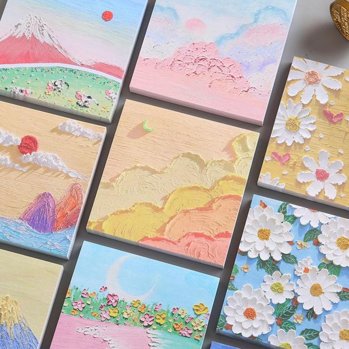 80Sheets Oil painting landscape Writing Paper Sticky Memo Pad Message ...