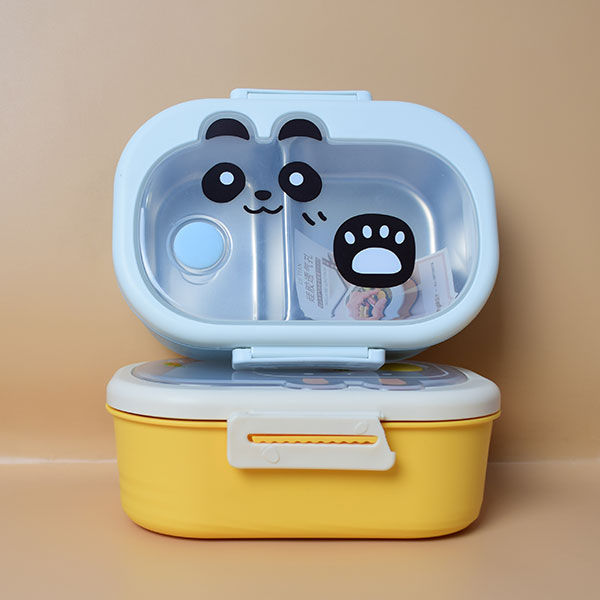 Cute Cartoon Panda 2 Compartments Lunch Box Food Box Stainless Steel ...