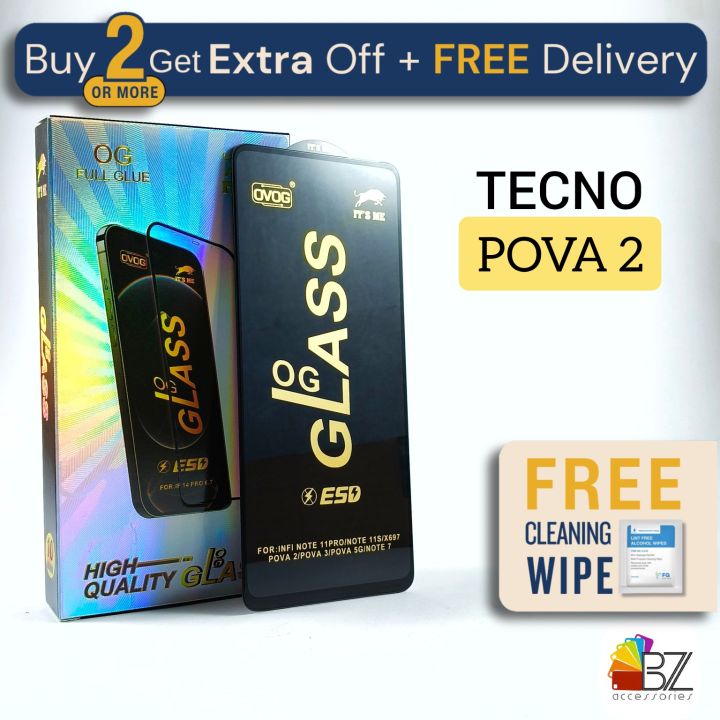 1-5 Pcs - Tecno POVA 2 - OG Gorilla Glass Screen Protector- Premium ...
