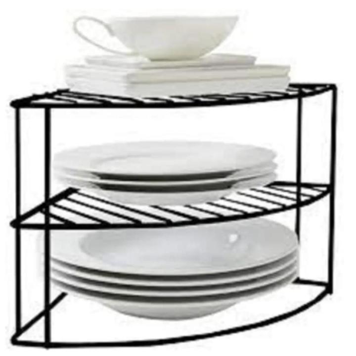 Corner shelf plate Rack _ 3 Tier kitchen Cabinet Organiser | Daraz.pk