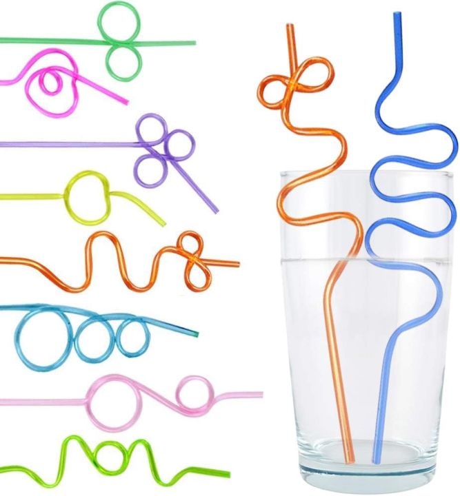 Funny Crazy Spiral Straws with Cute Charms, Fruit Drinking Straw ...