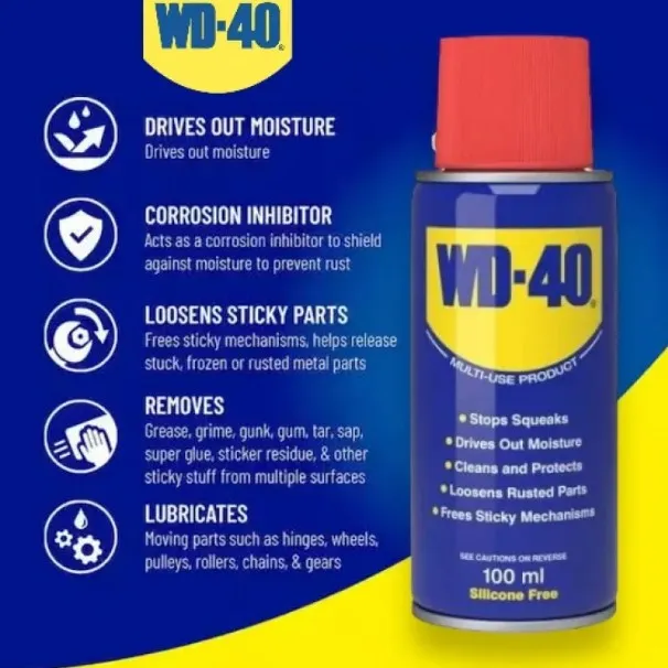 WD 40 Antirust Spray Lubricant - 100ml Multi Purpose Product Made in UK ...