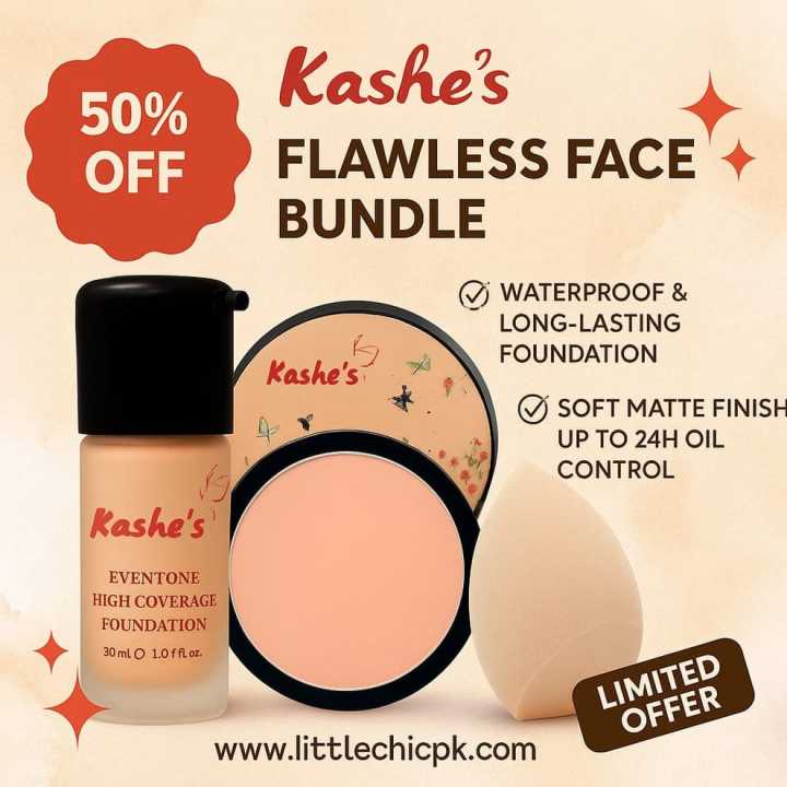 Face Bundle Foundation, Compact Powder & Beauty Blender Complete Makeup ...