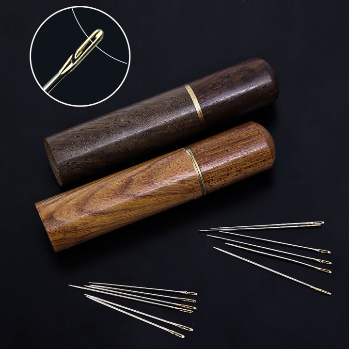 Needle Free Household Sewing Needle Storage Wooden Cylinder Needle ...