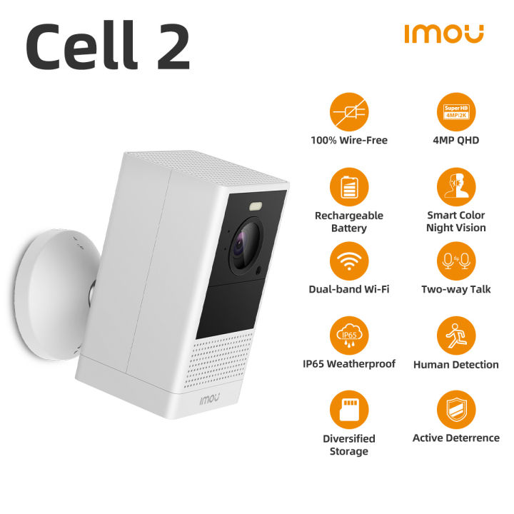 Imou Cell 2 | 4MP QHD| Battery backup camera | 100% Wire-Free | Smart ...