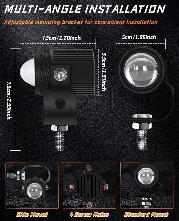 2 PCS Mini Driving Light for Motorcycles, Cars, Jeeps - Spot Light LED ...