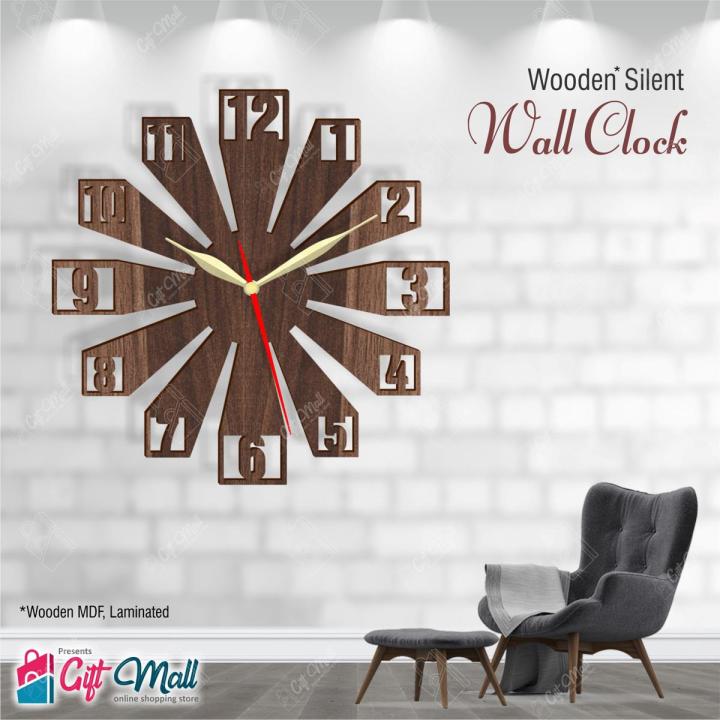 Numbering 3D Silent Wooden Wall Clock - Home & Office Decor - Laser Cut ...