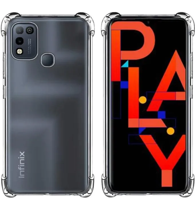 Infinix Hot10 Play Back Cover Transparent Soft Bumper Clear 6D Silicon ...