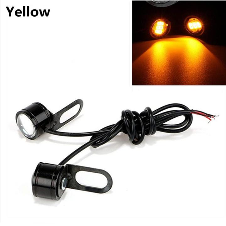 2pcs 12V Motorcycle Eagle Eye Headlights Yellow Daytime Running Lights ...