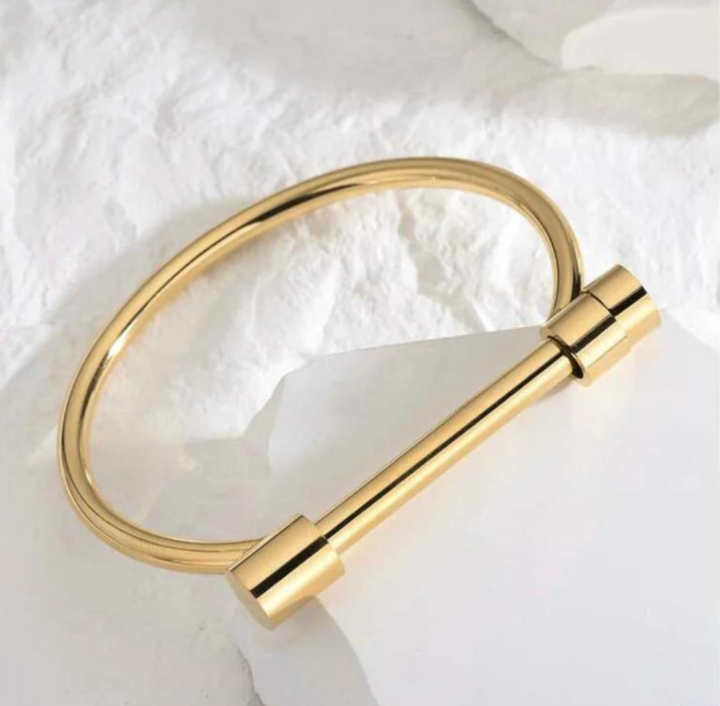 Stainless Steel D Shaped Screw Trendy Cuff Bracelet | Unisex Bracelet ...