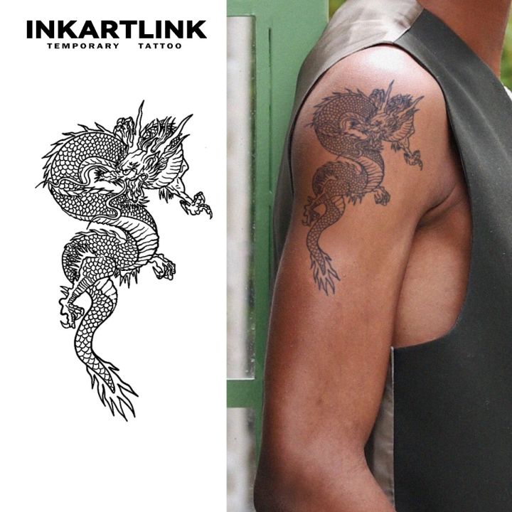 【HOT】 Dragon Temporary Tattoo Sticker, Waterproof Magic Tattoo, Lasts ...