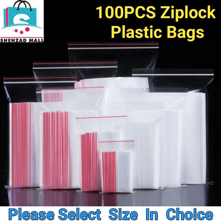 100PCS Zip Lock Plastic Bags, Self Seal Clear Plastic Poly Ziplock Bag ...