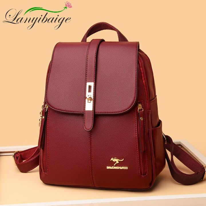 Hot Sale PU Leather Fashion Backpack Ladies Casual College Style Travel ...