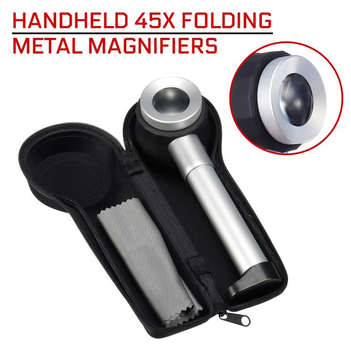 Handheld 45X Folding Metal Magnifiers Linen Tester Cloth Thread Counter ...
