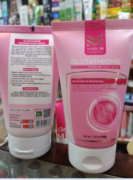 MARK 30 GLUTATHIONE PREMIUM FACE WASH 100ml | Daraz.pk