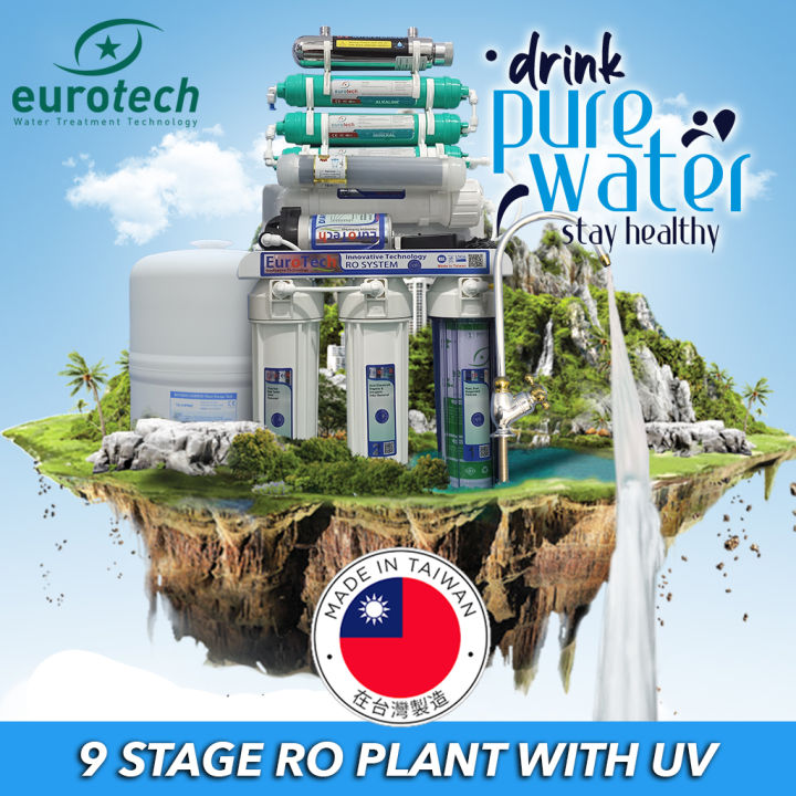 Eurotech 9 Stage RO Plant with UV Water Filter Original Taiwan Reverse ...