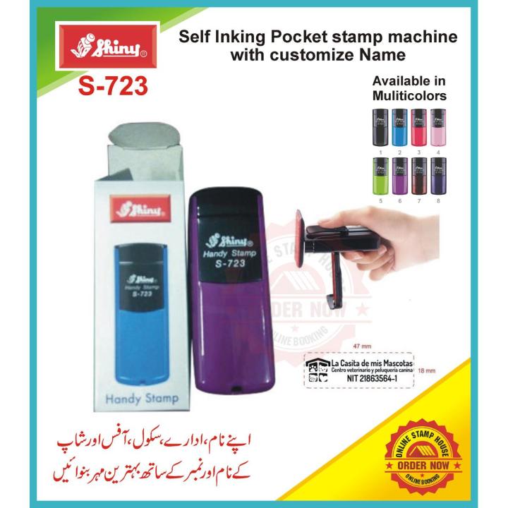 Shiny S 723 Handy Customize Pocket Stamp with Your Details (18 x 47mm ...