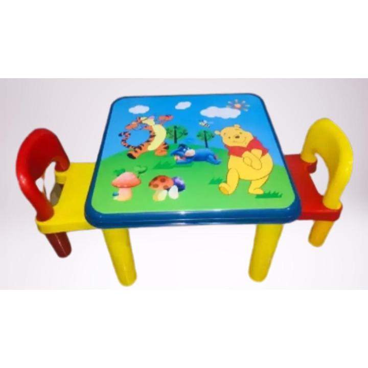 Cartoon Design Kids Study & Dining Set 2 Chairs & 1 Table | Daraz.pk