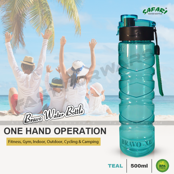 Safari Bravo Water Bottle With Leak Proof Flip Top BPA Free For Fitness Gym Indoor Outdoor 500 ...