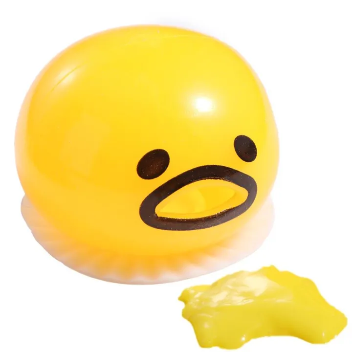 Cute Fluid Vomiting Egg Yolk Pinch Toys Tricky Non Stick Vomiting Egg ...