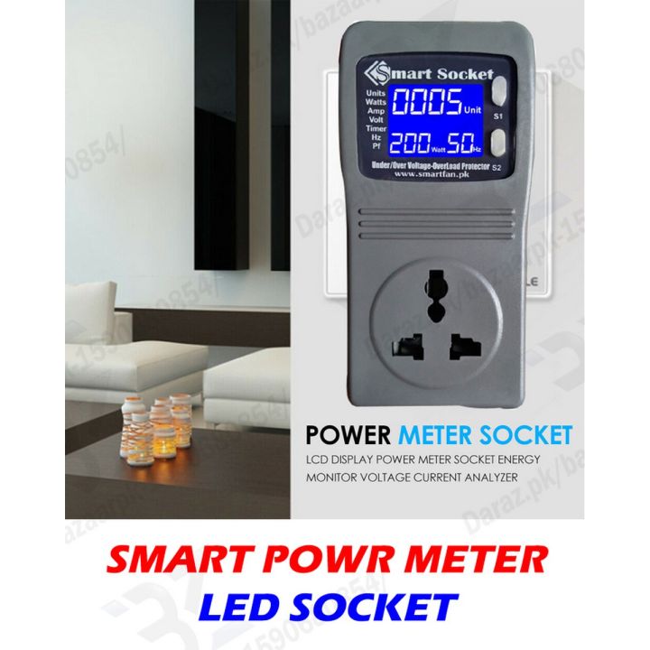 Digital Outlet Power Meter Energy Monitor Volt Watt Voltage Amps Socket ...