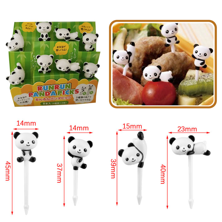 8pcs/set Mini Cartoon Panda Fruit Fork Kids Snack Dessert Pick Cake ...