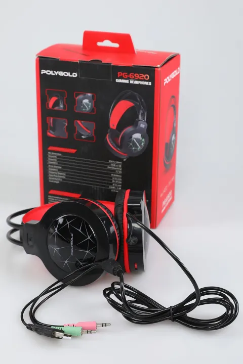 New Polygold USB LED Gaming Headset with Microphone Computer Headset PG-6920 | Daraz.pk