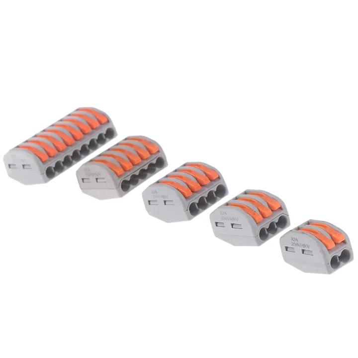 2/3/4/5/8 Way Reusable Spring Lever Terminal Block Electric Cable Wire ...