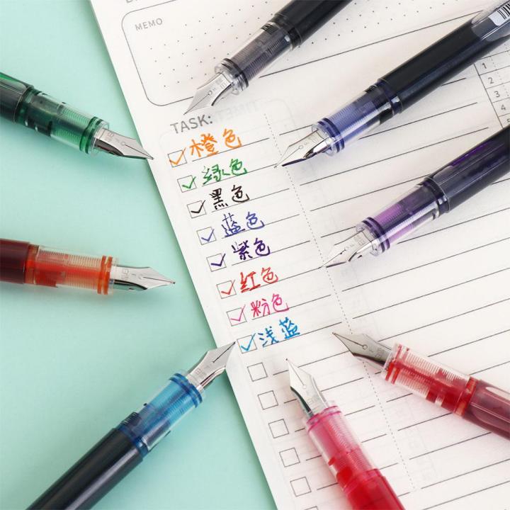 Fashion Large Capacity Fountain Pen F Nib Multi-Color Writing Ink Pens ...