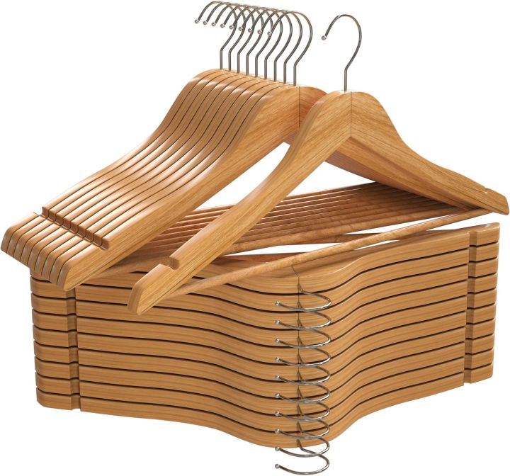 Pack Of 1, 3, 6, 10, 12 or 24 Wooden Suit Hangers with Non Slip Pants ...