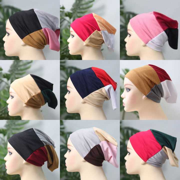 Pack Of 1 4 In 1 Plain Head Scarf Inner Hijab Cap Muslim Hijab Cap