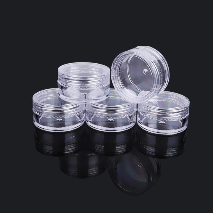 Clear Round Cosmetic Travel Mini Sample Pots with Plastic Lids 5g /5ml ...