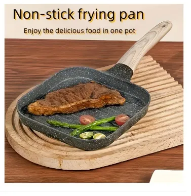 Mini Non-Stick Egg Frying Pan with Wooden Handle - 9x9cm Multi-Grids ...