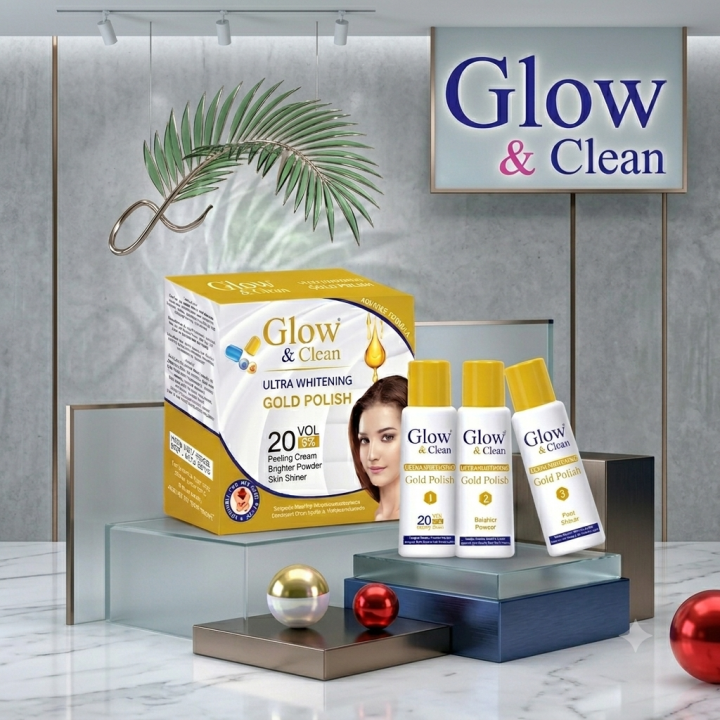 GLOW & CLEAN Ultra Whitening Gold Skin Polish Kit - 3-in-1 Professional ...