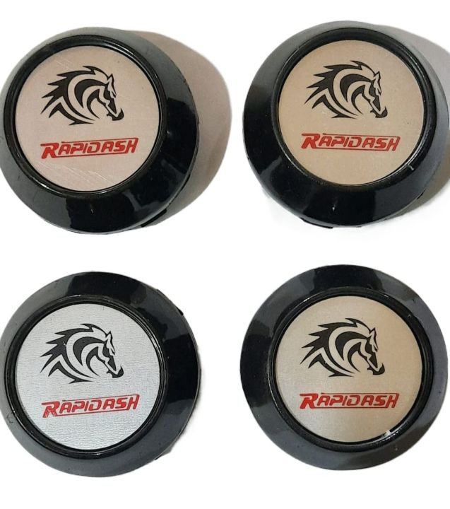SET OF 4 RED Rapidash Logo Car Wheel Center Caps Premium Quality 2.5 ...