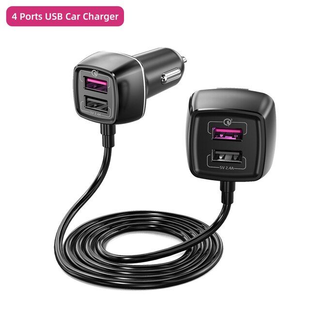 Deelife USB QC 4 Ports Car Mobile Phone Charger 60W 12V-24V for Front ...